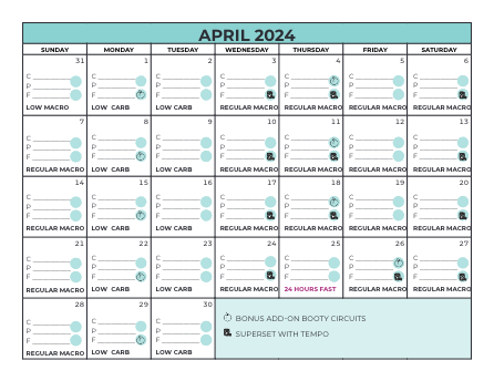 April Women's VIP Calendar